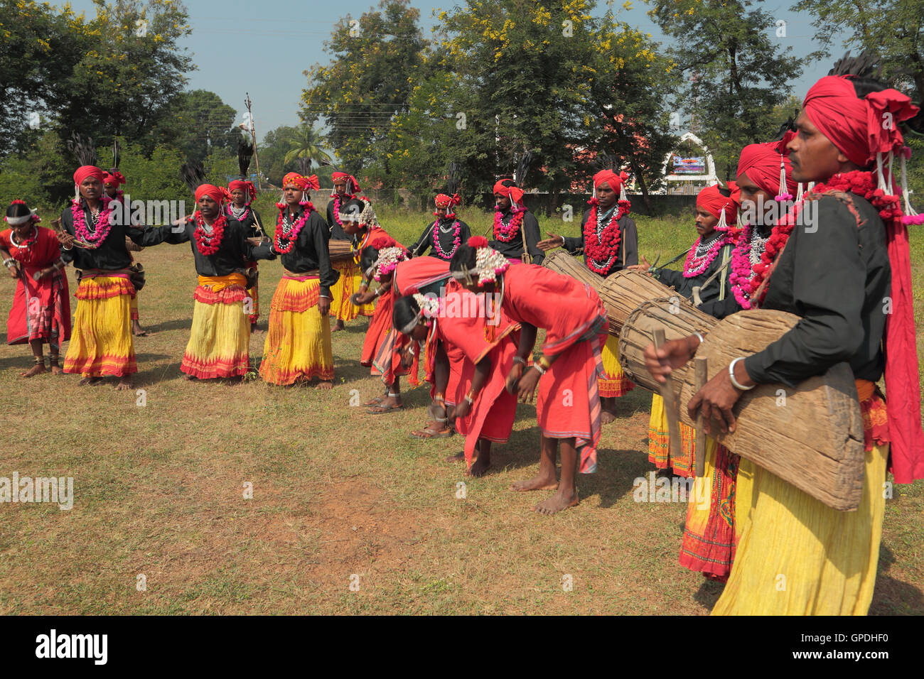 Muria adivasi tribe tribal dance dancer dancing, Jagdalpur, Bastar ...