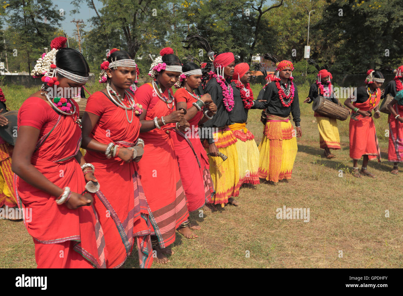 Muria adivasi tribe tribal dance dancer dancing, Jagdalpur, Bastar ...