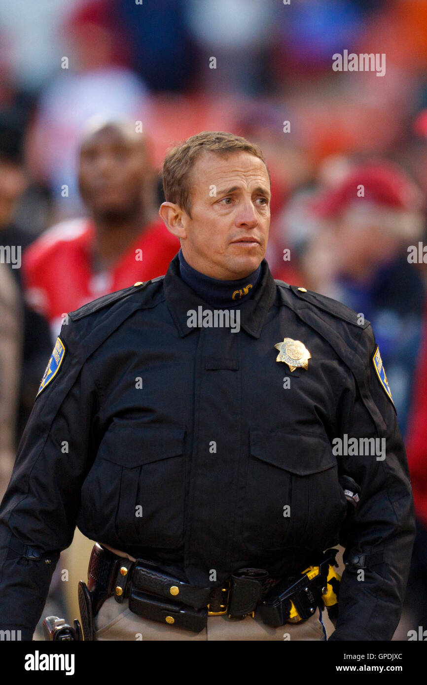 Nov 20, 2011; San Francisco, CA, USA; A California highway patrolman on ...