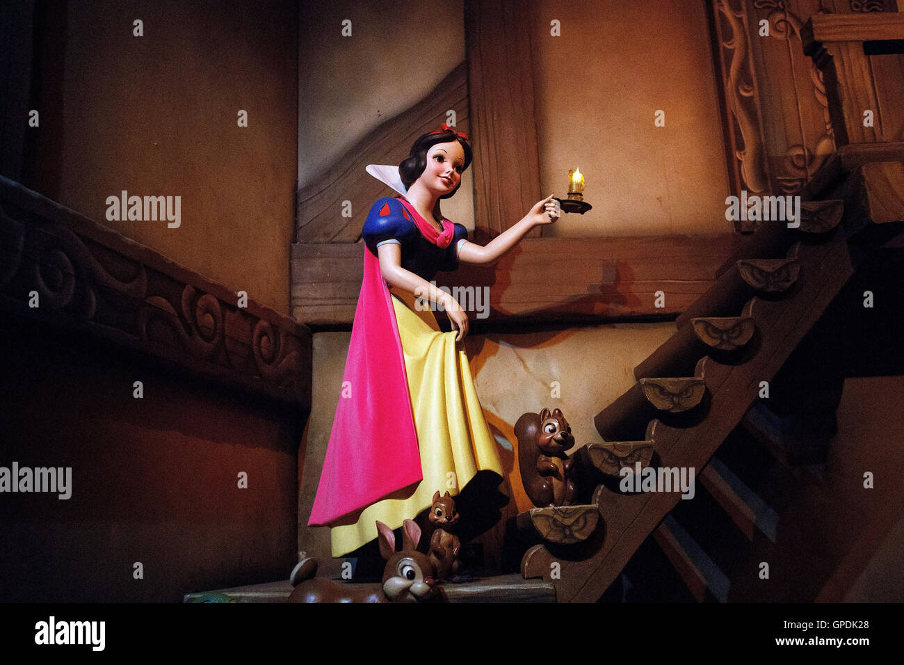 Snow White climbing stairs on the Snow White's Scary Adventure ride ...