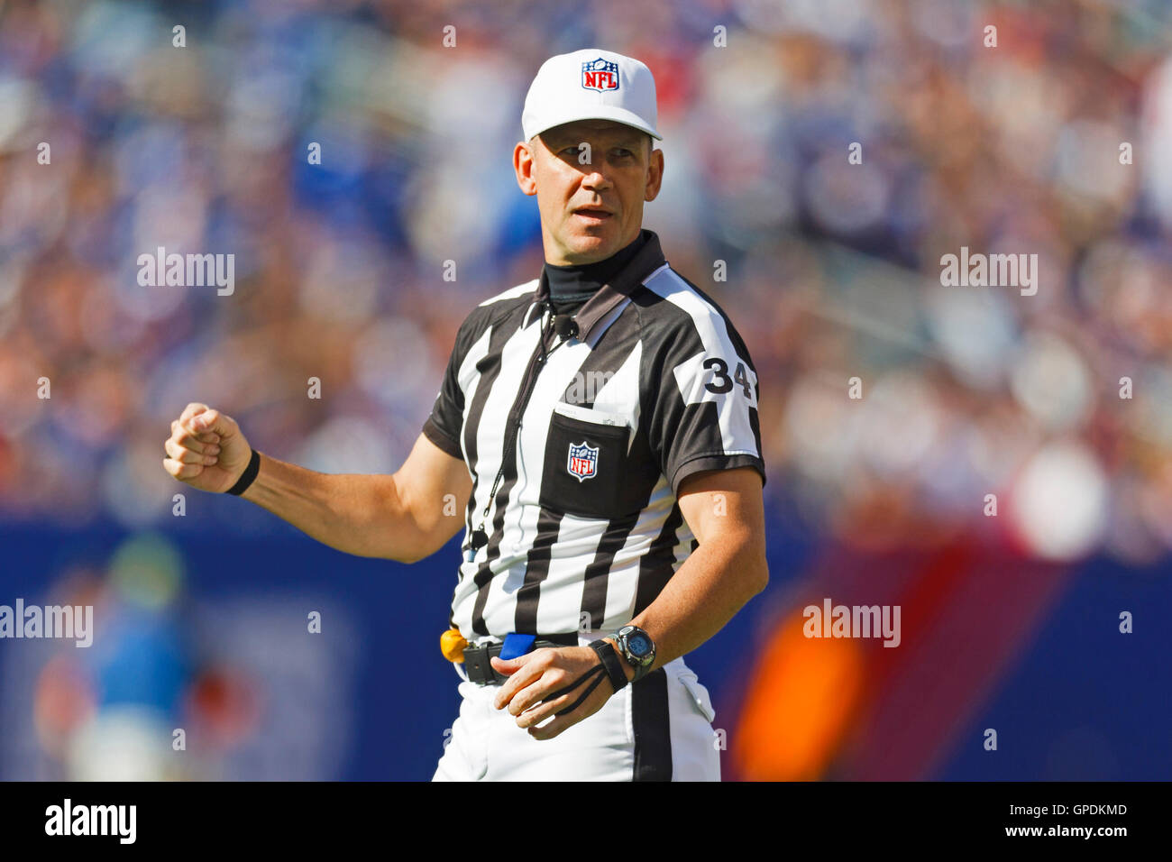 Oct 16, 2011; East Rutherford, NJ, USA; NFL referee Clete Blakeman (34 ...
