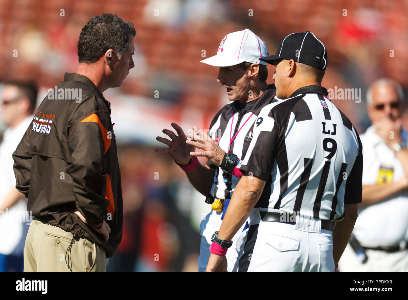 Oct 30, 2011; San Francisco, CA, USA; Cleveland Browns head coach Pat ...
