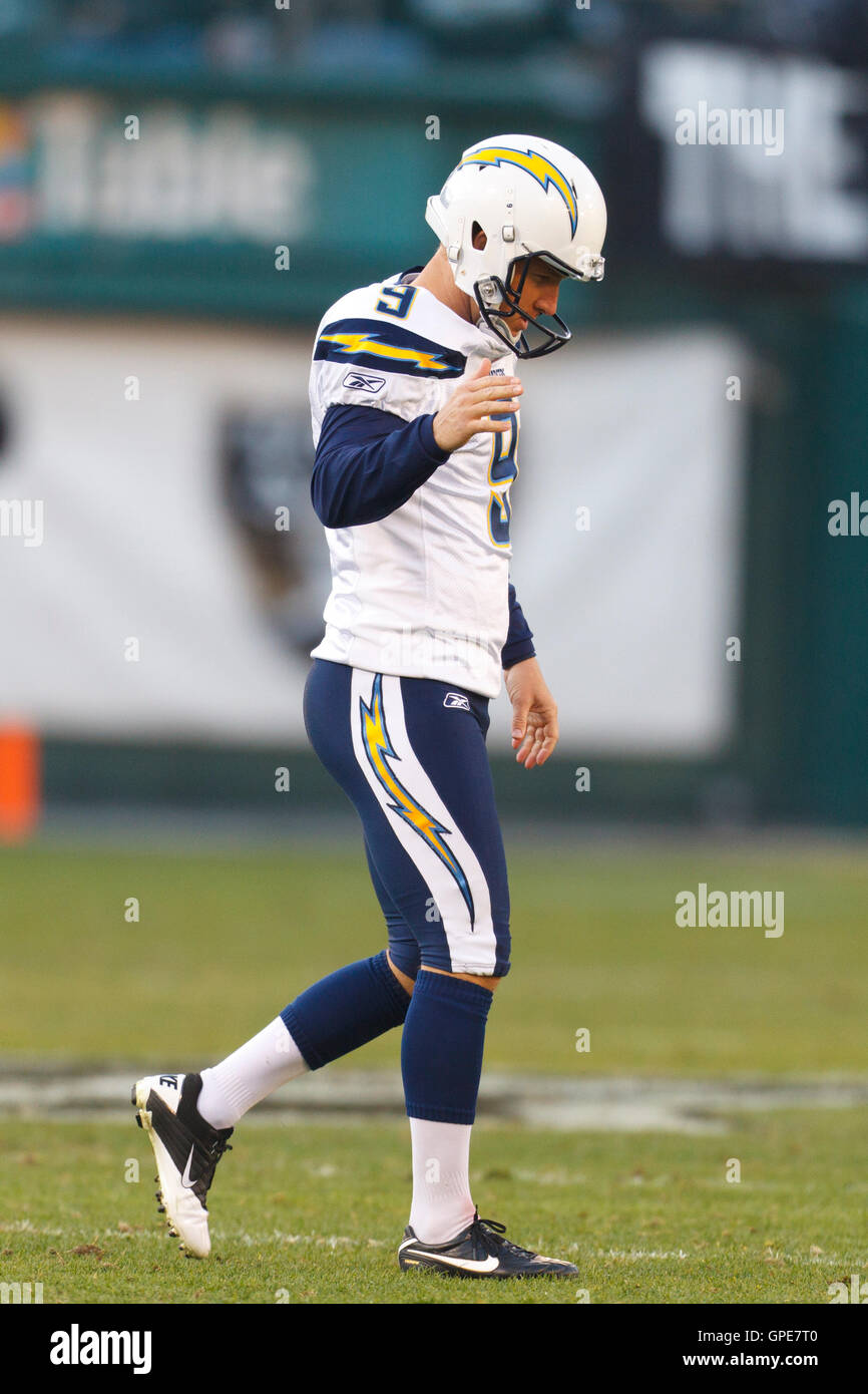 Jan 1, 2012; Oakland, CA, USA; San Diego Chargers kicker Nick Novak (9 ...