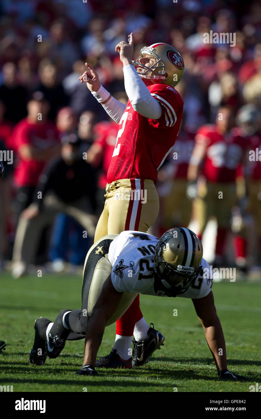 Jan 14, 2012; San Francisco, CA, USA; San Francisco 49ers kicker David ...