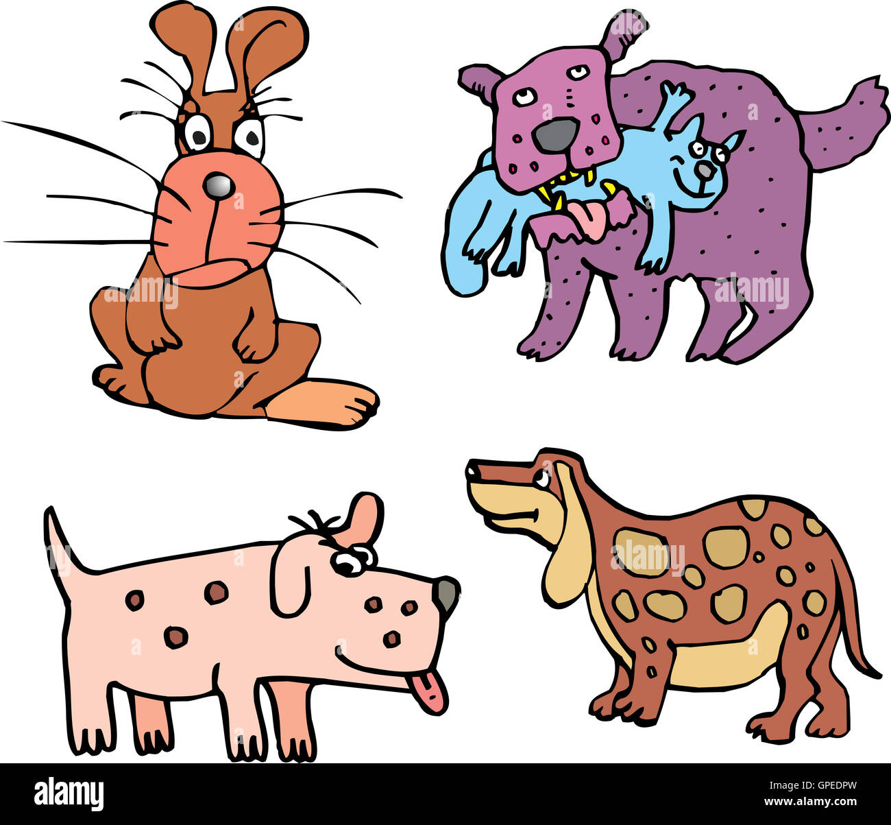 Set of cartoon curious dogs. Vector cartoon illustrations Stock Photo ...