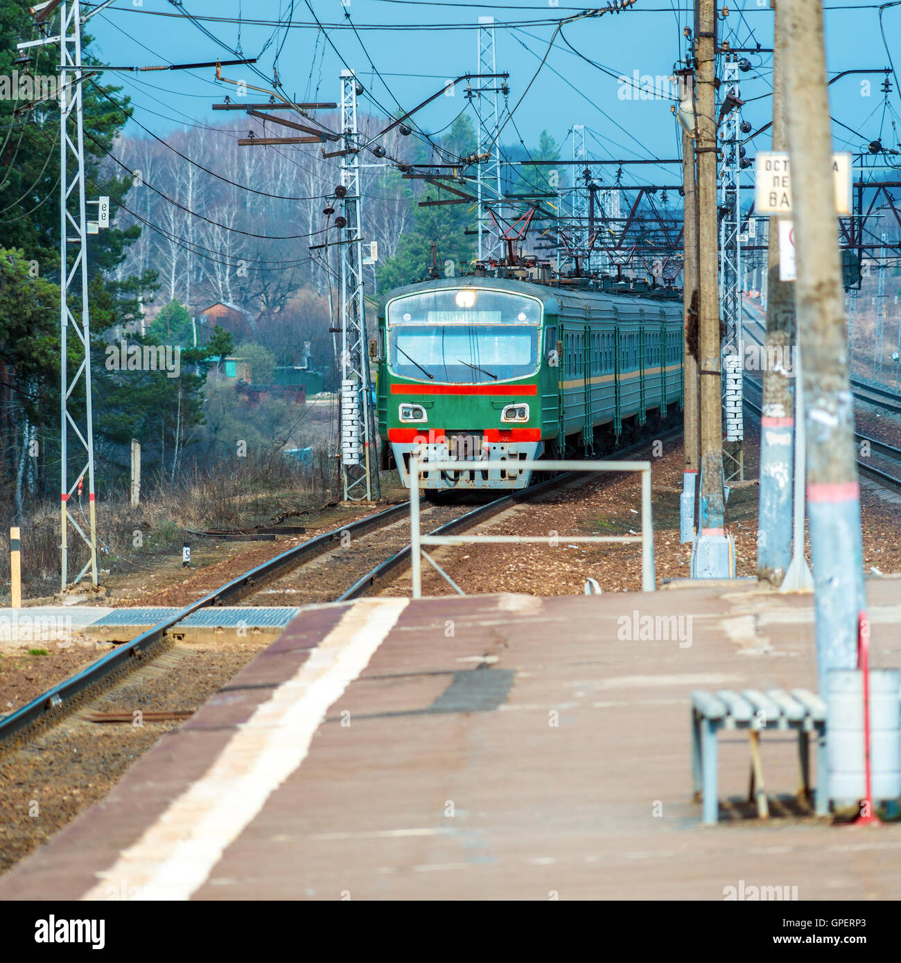 Suburban train arriving station hi-res stock photography and images - Alamy