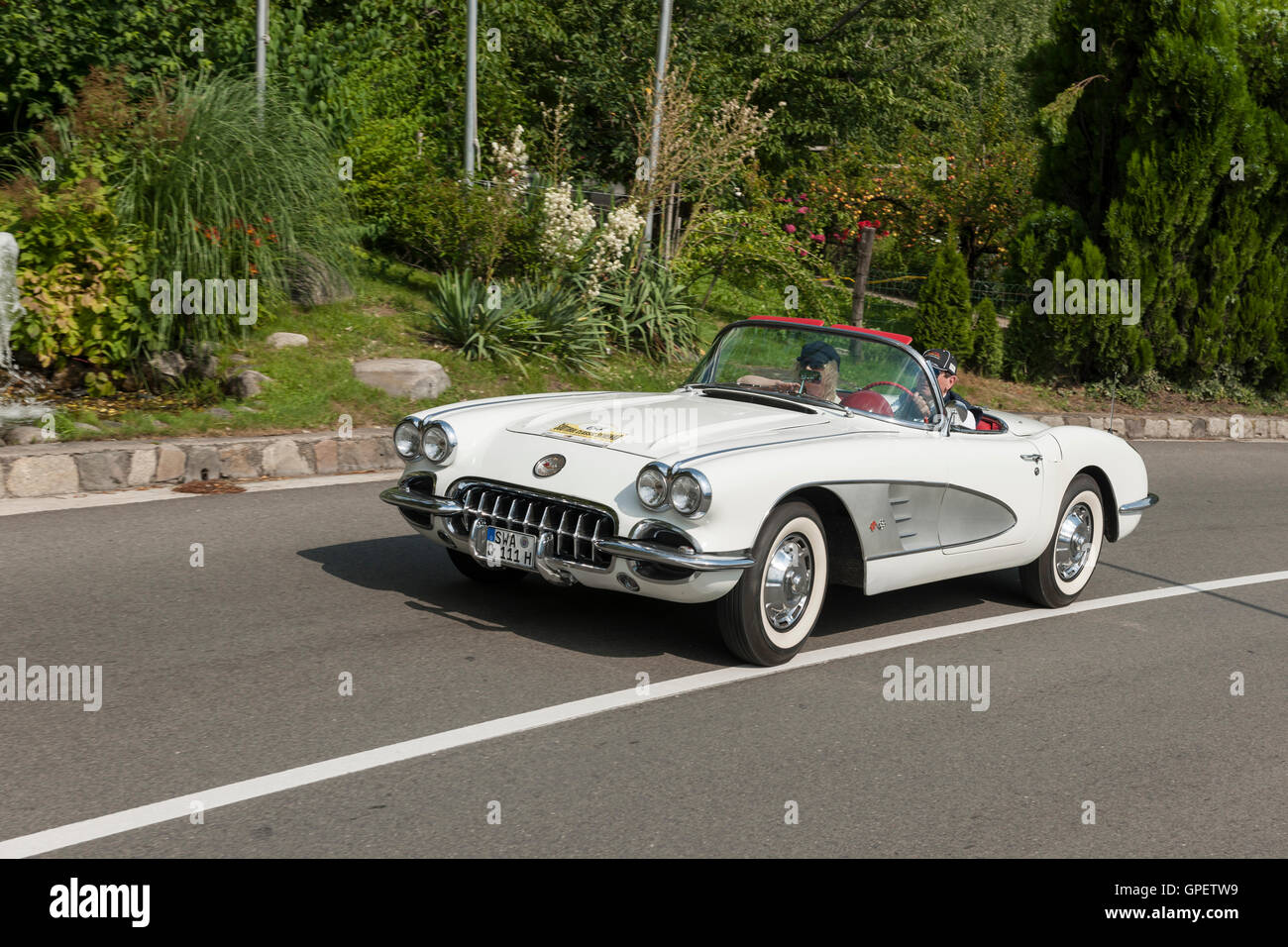 Scena, Italy - July 08, 2016: Chevrolet Corvette C1 Scena road towards ...