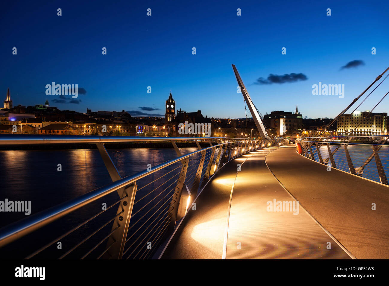 Peace Bridge in Derry. Derry, Northern Ireland, United Kingdom Stock ...