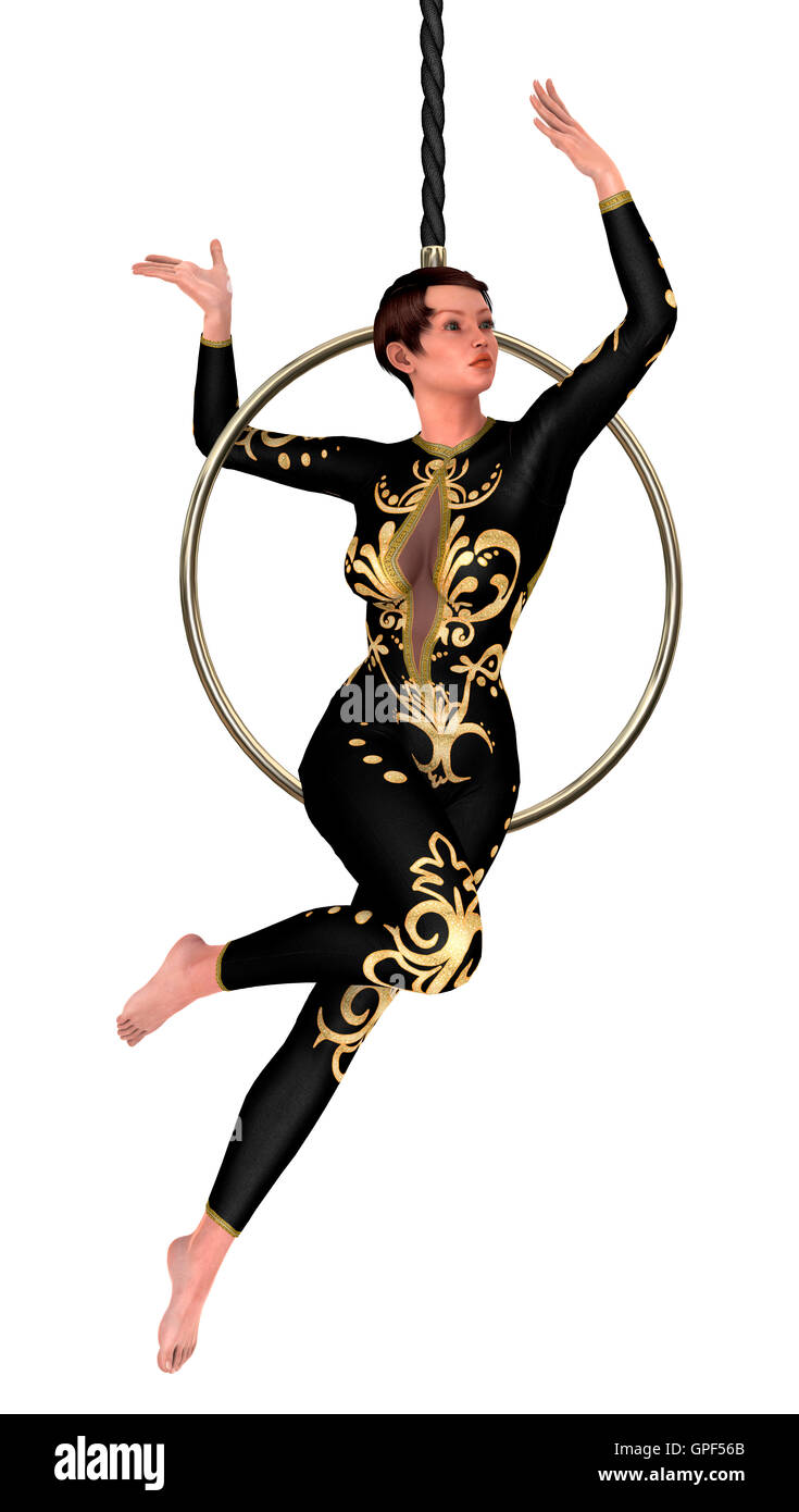 3D rendering of a female circus performer isolated on white background ...