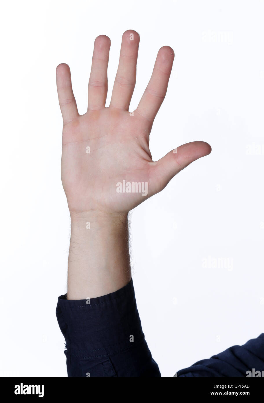 make hand stop with five finger Stock Photo - Alamy