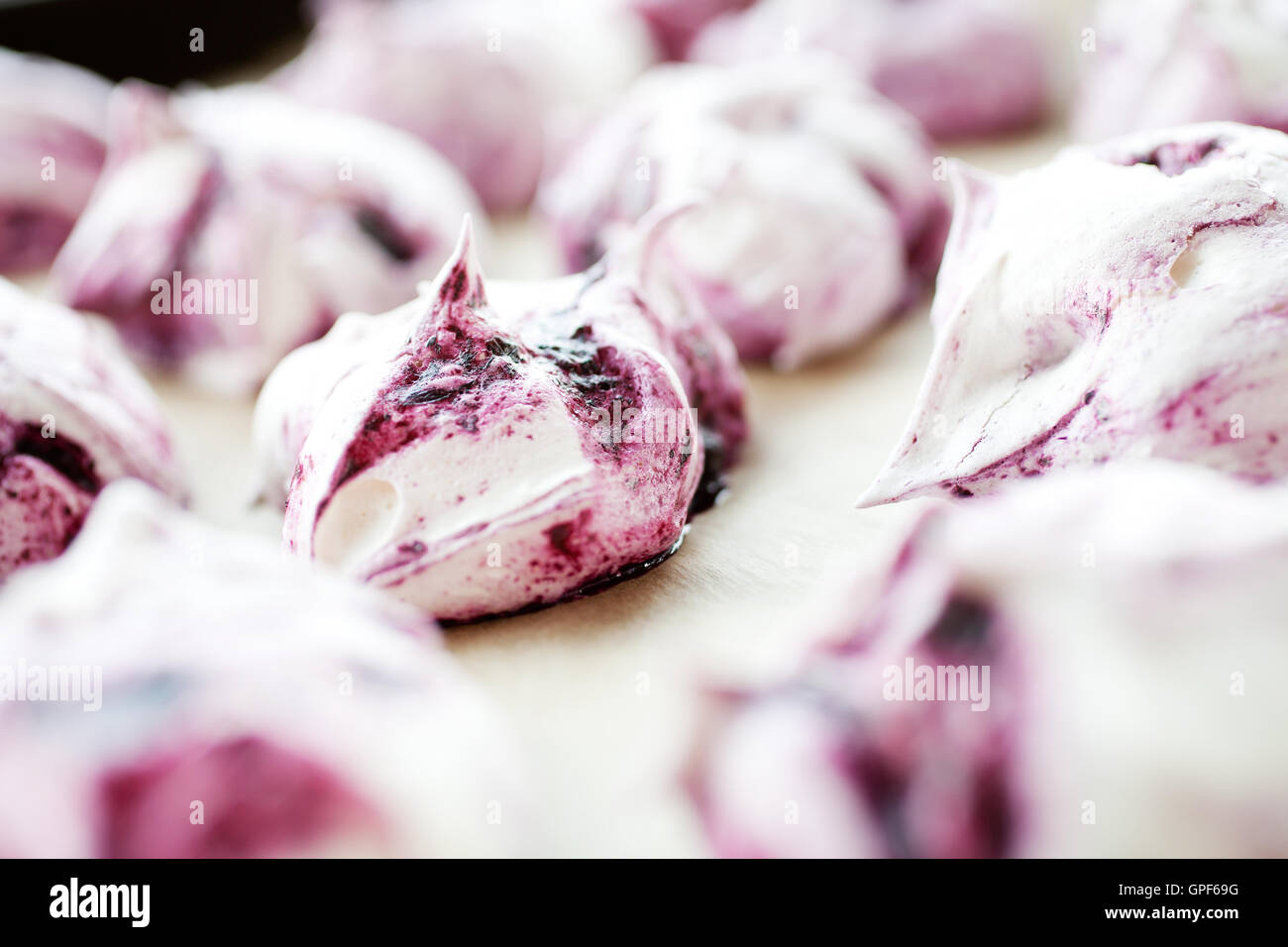 Delicious and beautiful blueberry meringues Stock Photo - Alamy