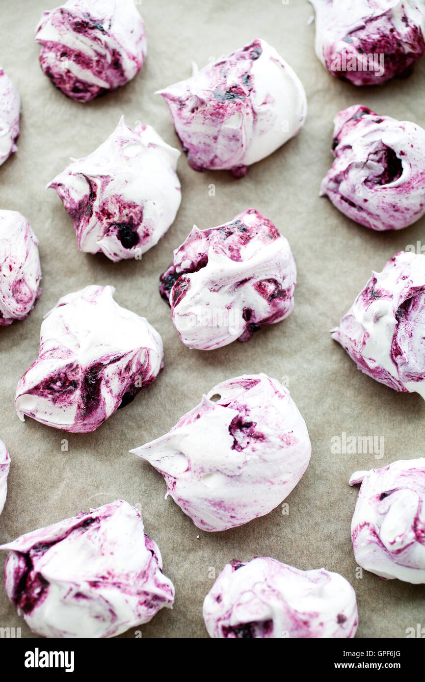 Delicious and beautiful blueberry meringues Stock Photo - Alamy