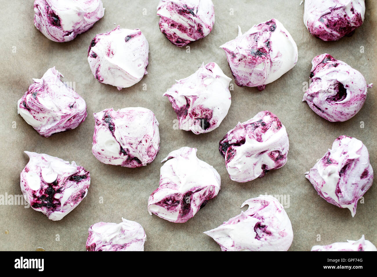 Delicious and beautiful blueberry meringues Stock Photo - Alamy