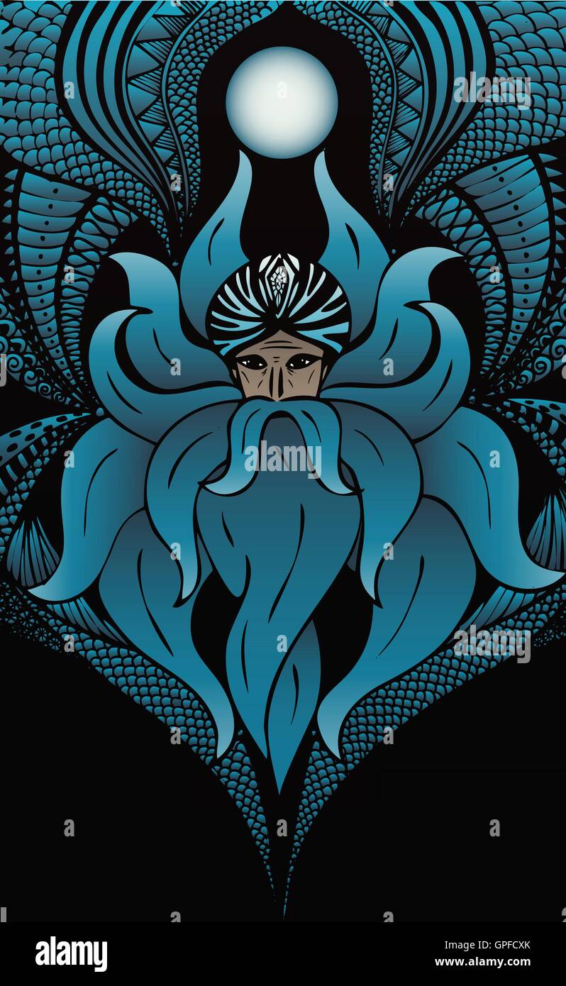 wizard with a long beard. zentagl. vector Stock Vector Image & Art - Alamy