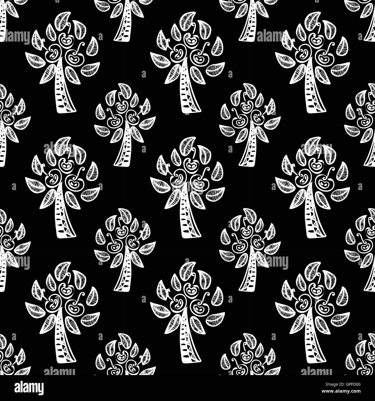 Cherry wallpaper pattern Black and White Stock Photos & Images - Alamy