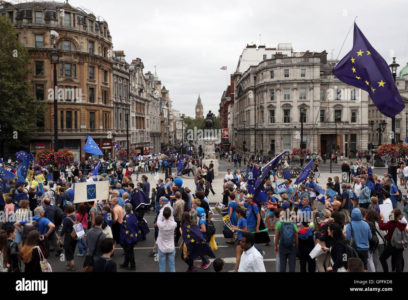 Pro-Europe protesters take part in a March for Europe rally from Park ...