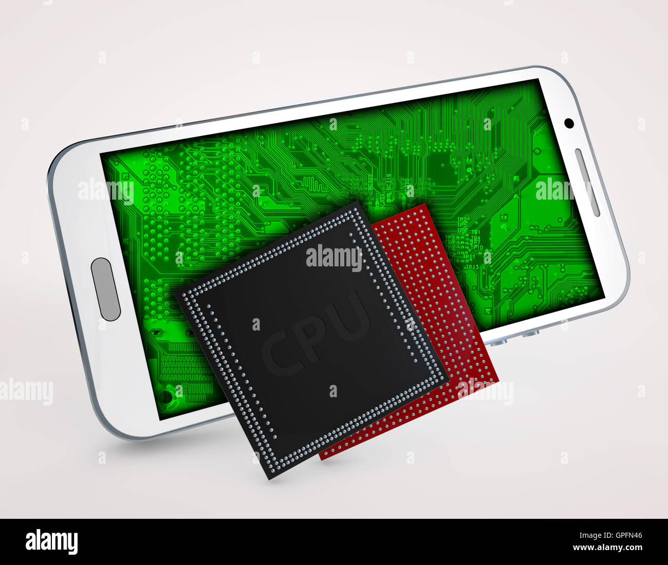 Phones CPU on a white background Stock Photo - Alamy