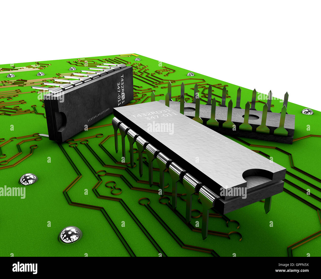 Transistor on the green plate on a white background Stock Photo - Alamy