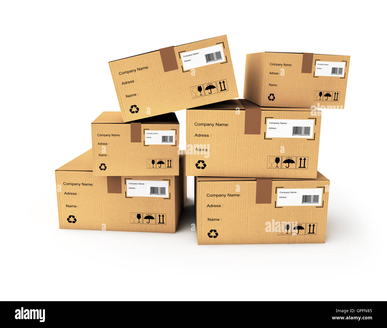 3d package on the white background Stock Photo - Alamy