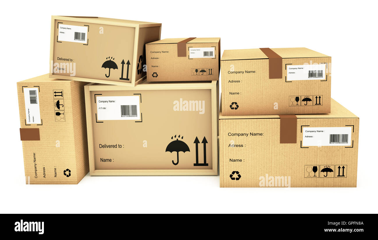 3d package on the white background Stock Photo - Alamy