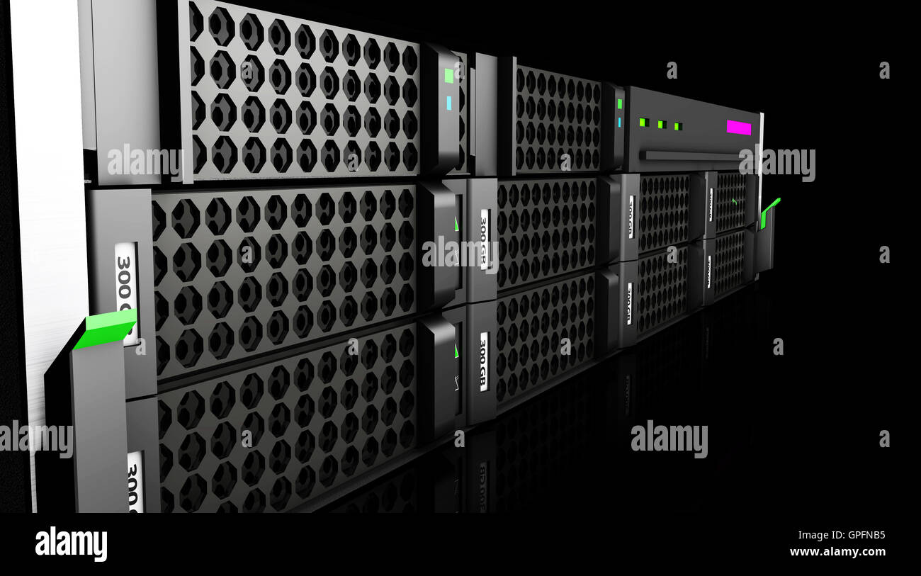 3d black server on the black background Stock Photo - Alamy