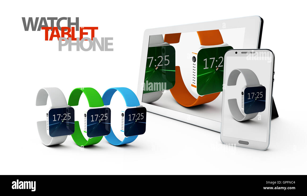 3d Phone and Tablet on the white background Stock Photo - Alamy