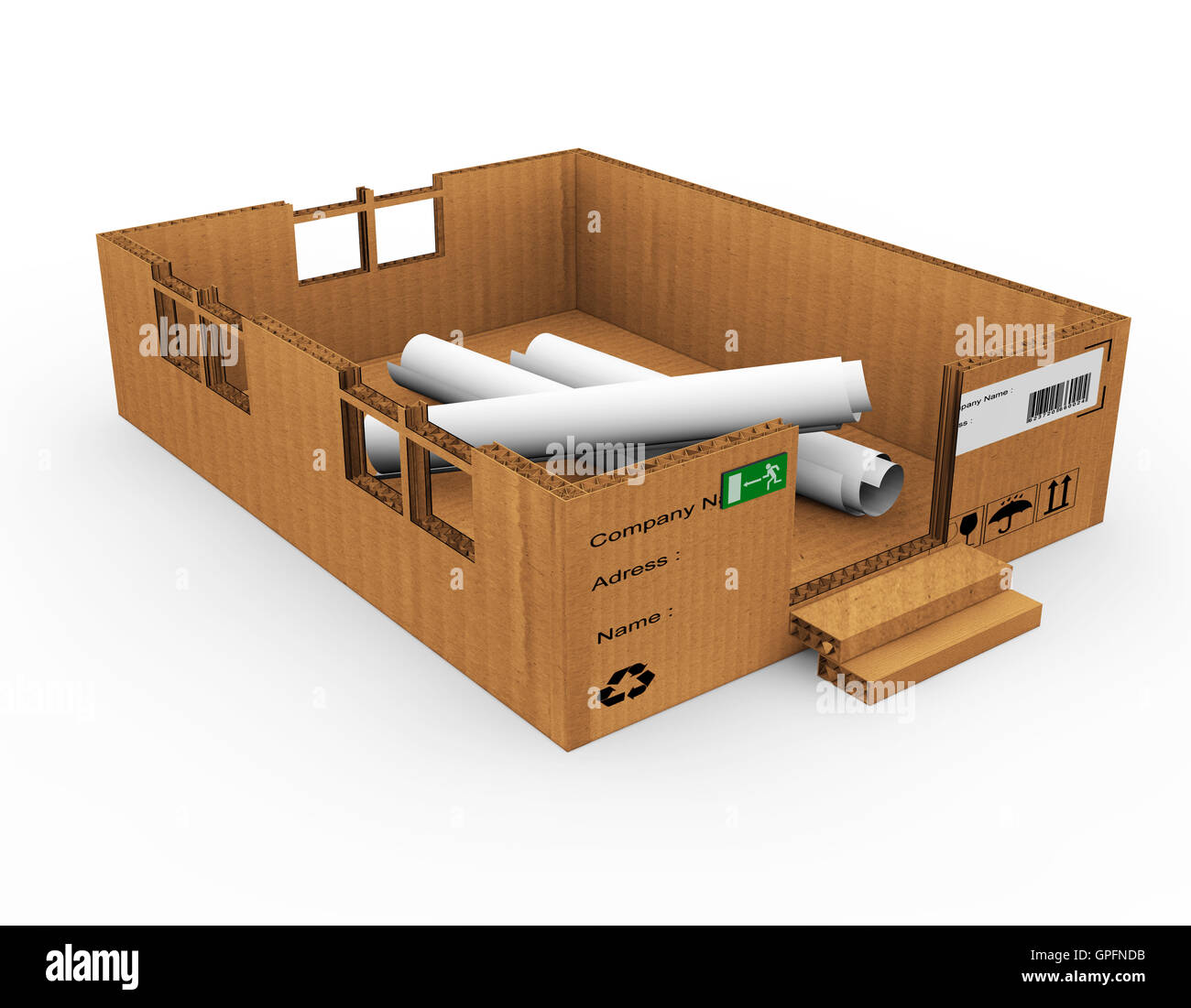 3d box house on the white background Stock Photo - Alamy