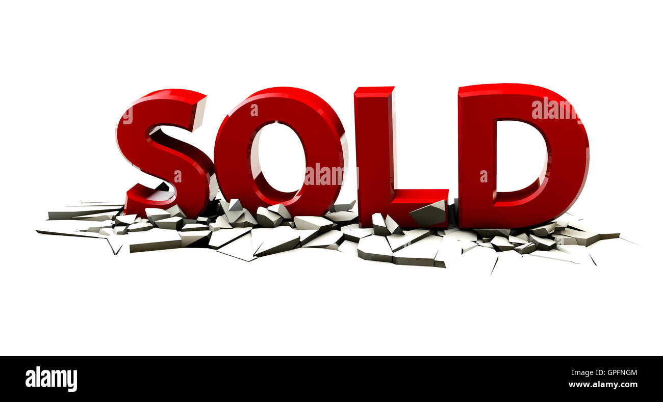 A 3d red sold word on a white background Stock Photo - Alamy