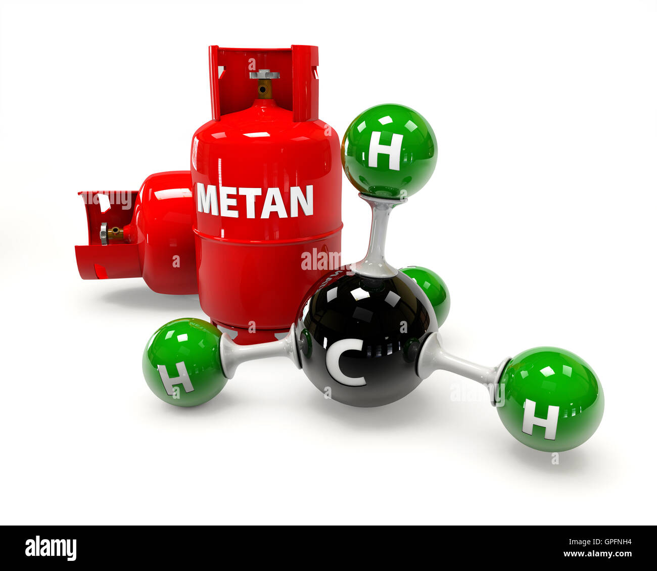 3D illustration molecule of Gas Methane on a white background Stock ...