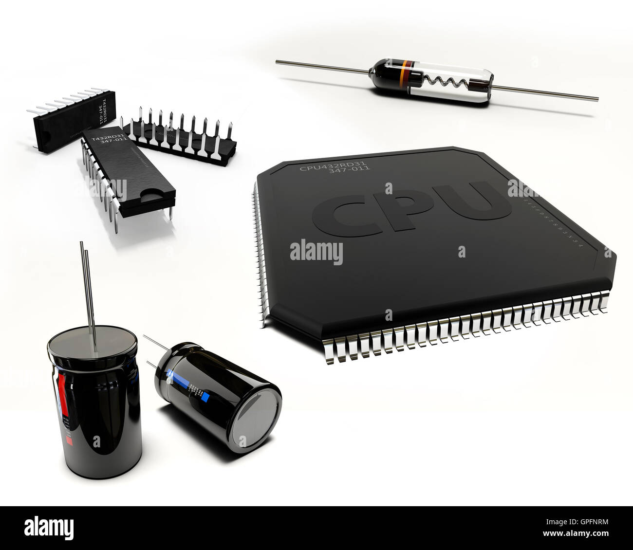 3d Illustration of electrical components on white background Stock ...