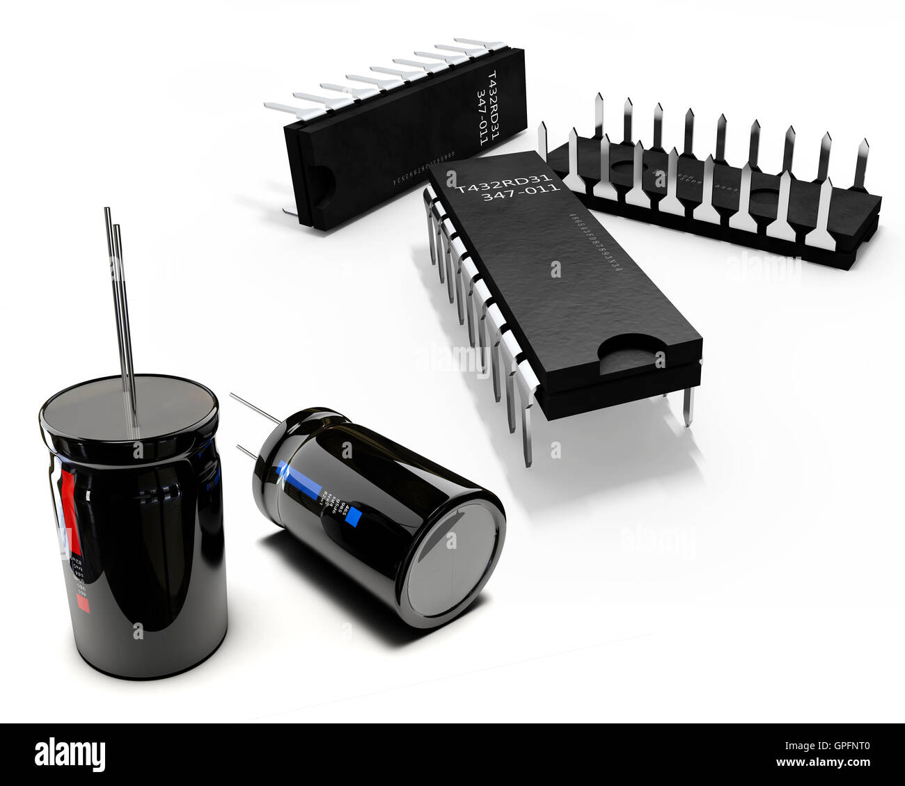 3d Illustration of electrical components on white background Stock ...