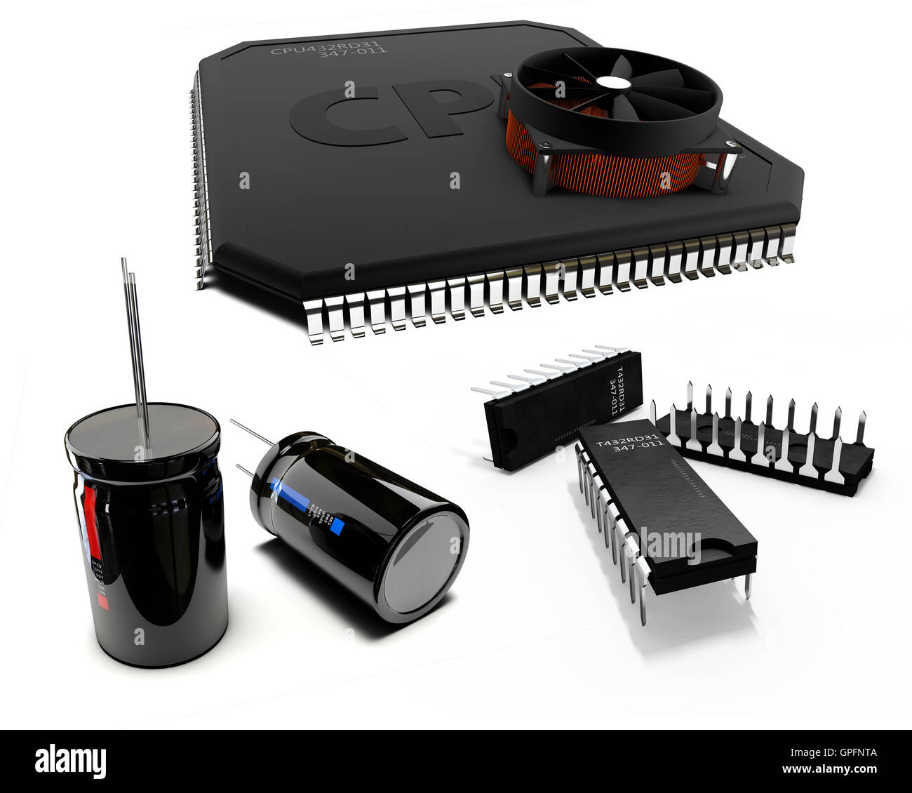 3d Illustration of electrical components on white background Stock ...