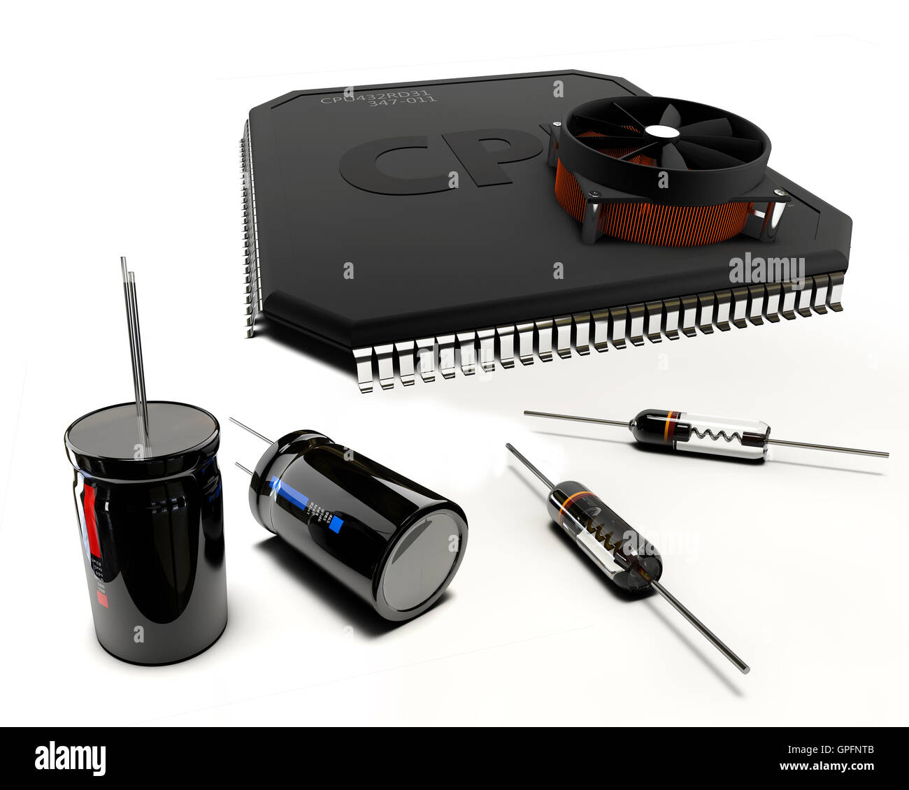 3d Illustration of electrical components on white background Stock ...
