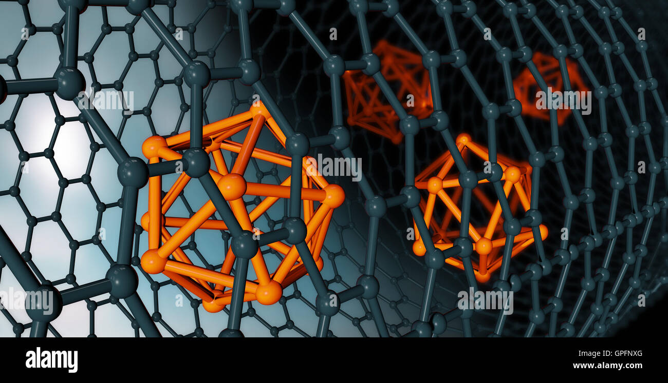 3D illustration of Graphene atomic structure - nanotechnology ...