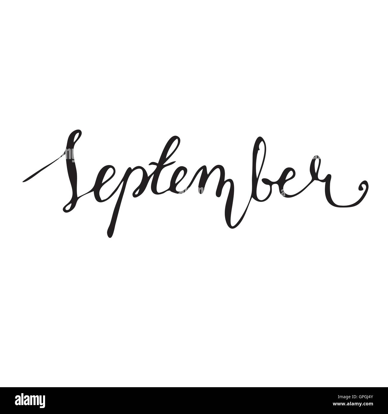 September Hand drawn lettering card Stock Vector Image & Art - Alamy