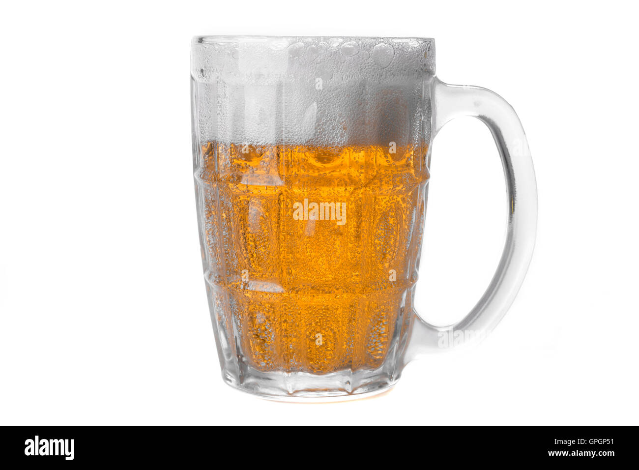 Glass of ice cold beer isolated on white background Stock Photo - Alamy