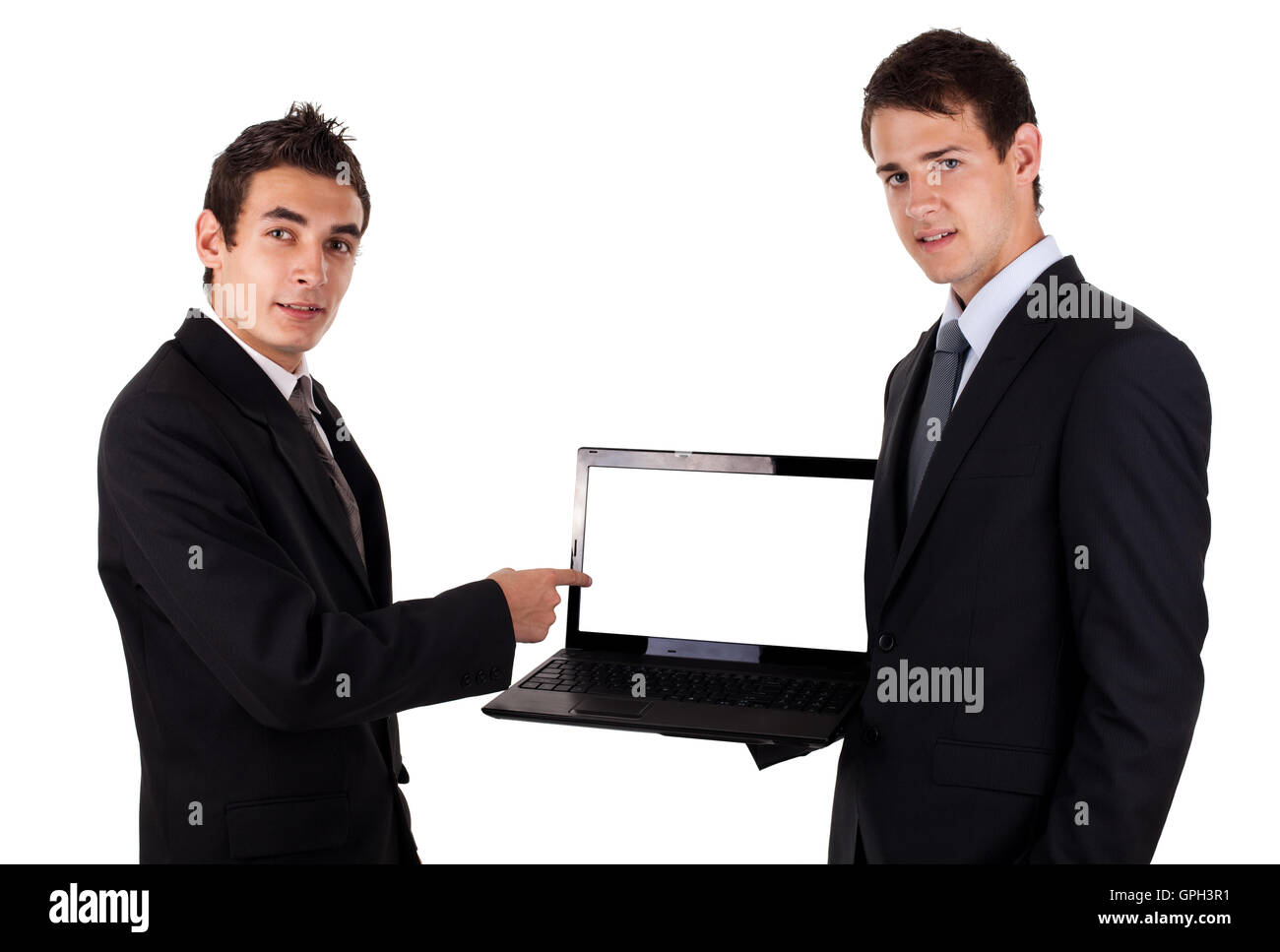 Businessman blank box on Cut Out Stock Images & Pictures - Alamy