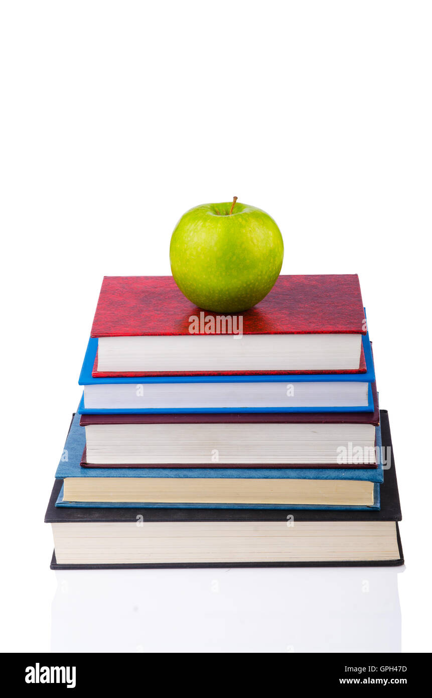 Back to school concept with books and apple Stock Photo - Alamy