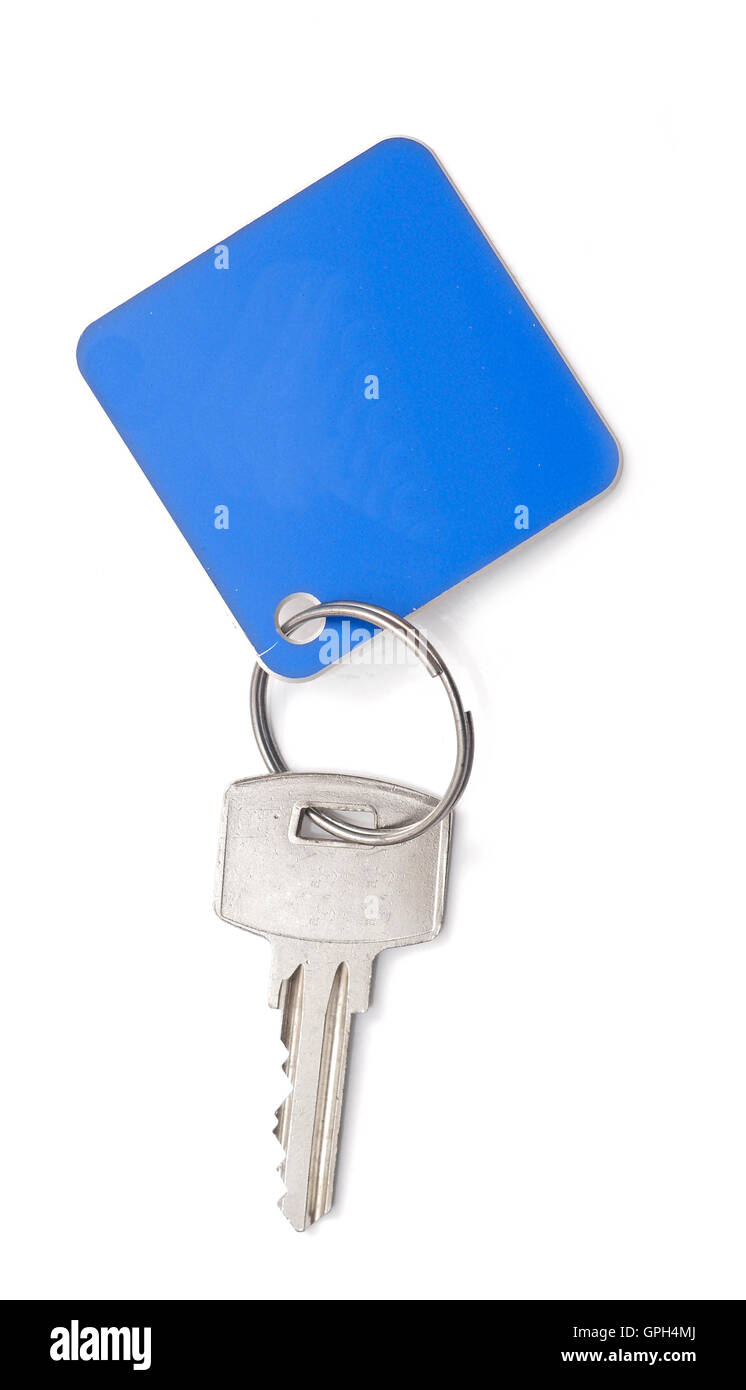 key with a blank tag on a white background Stock Photo - Alamy