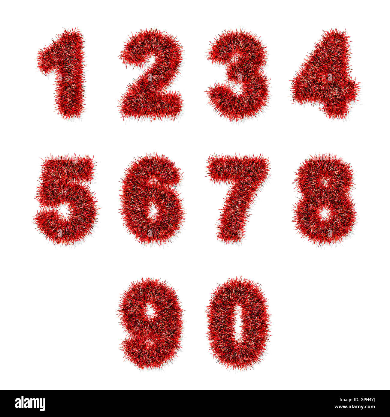 red tinsel digits on white Stock Photo - Alamy
