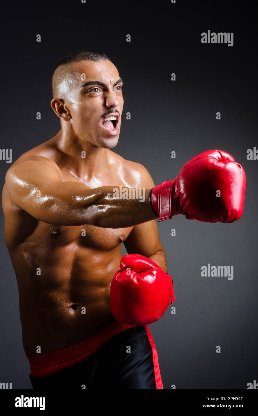 Muscular boxer in studio shooting Stock Photo - Alamy