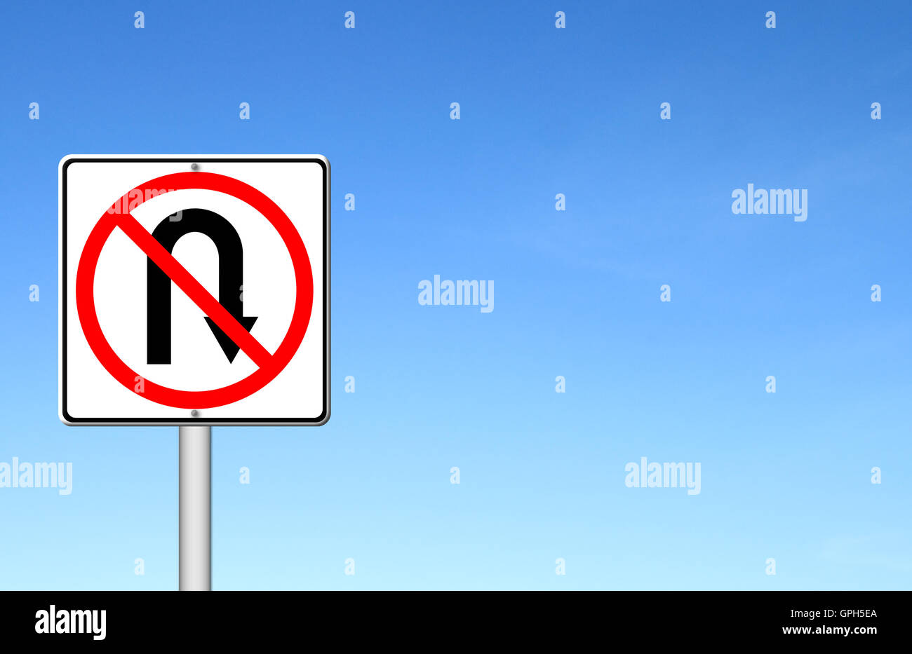 No return back road sign over blue sky Stock Photo - Alamy