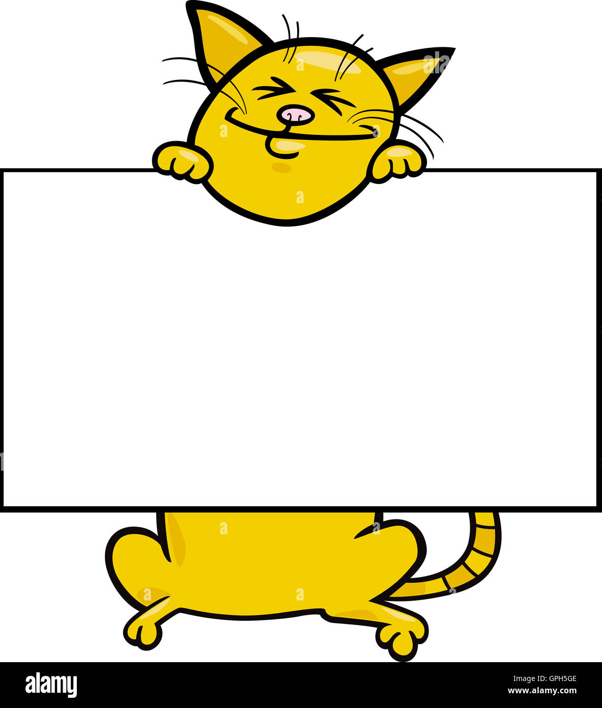 cartoon cat with board or card Stock Photo - Alamy