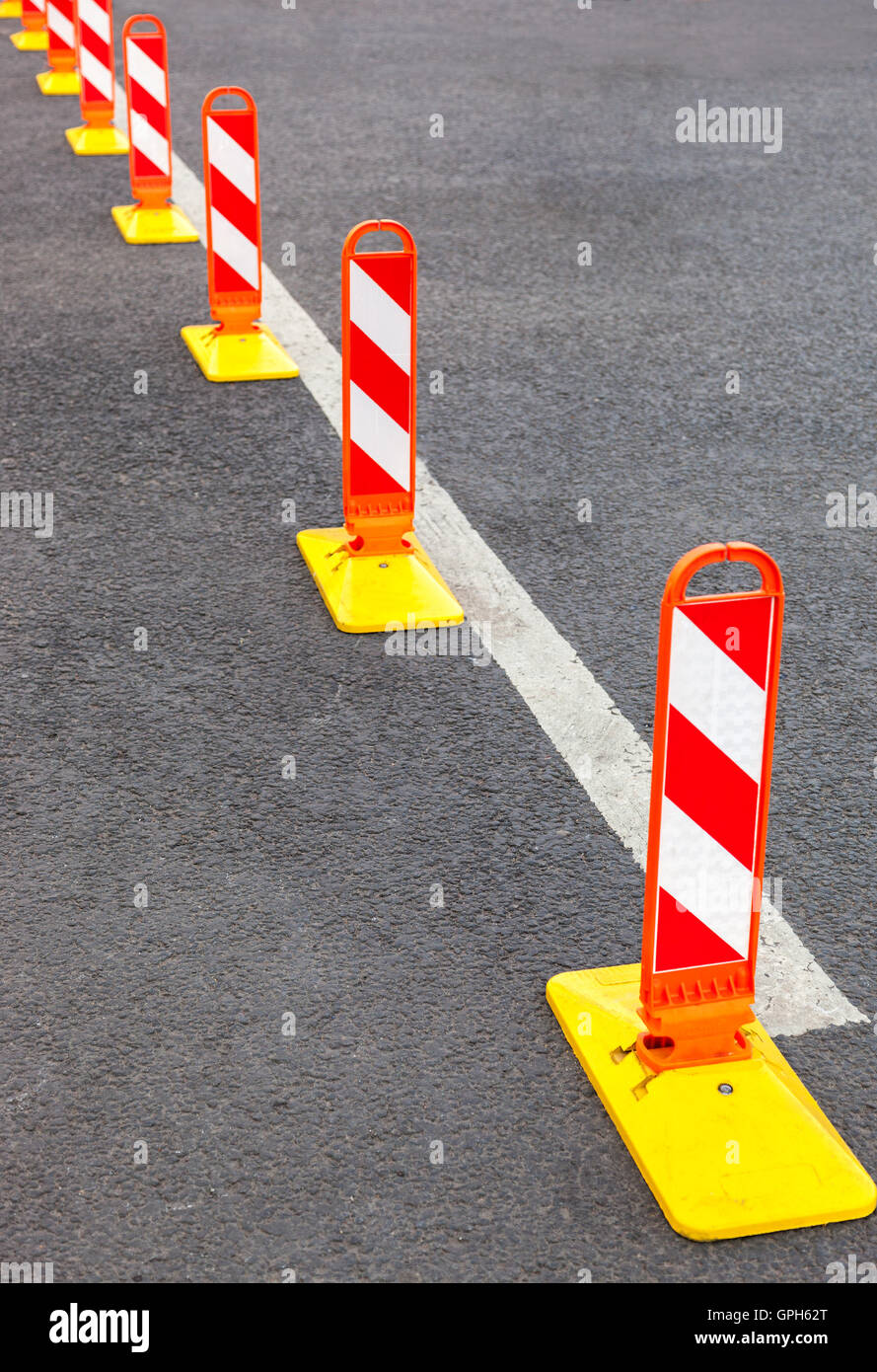 Traffic safety. Traffic markings on a gray asphalt Stock Photo - Alamy