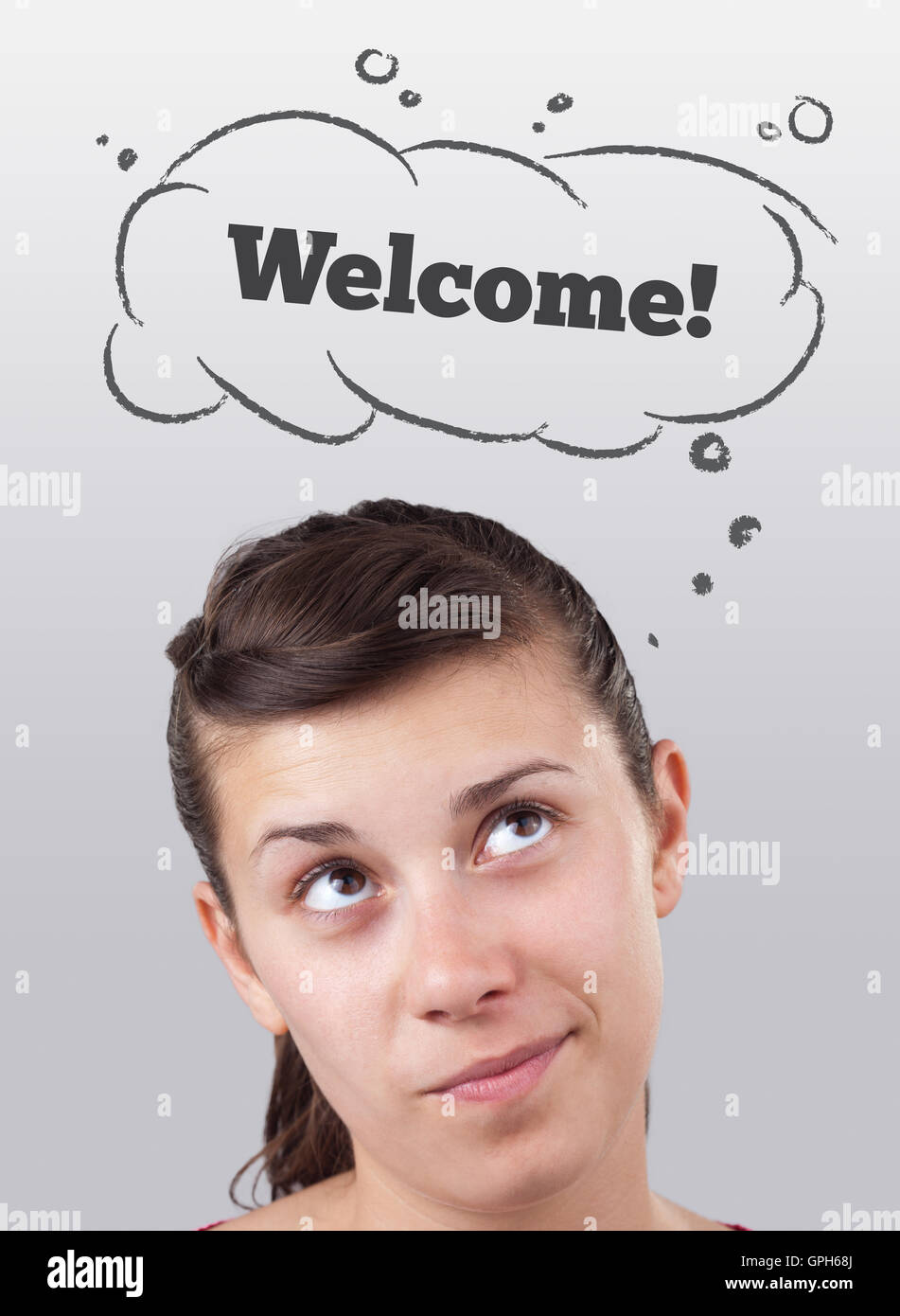 Young girl looking at recreational signs Stock Photo - Alamy