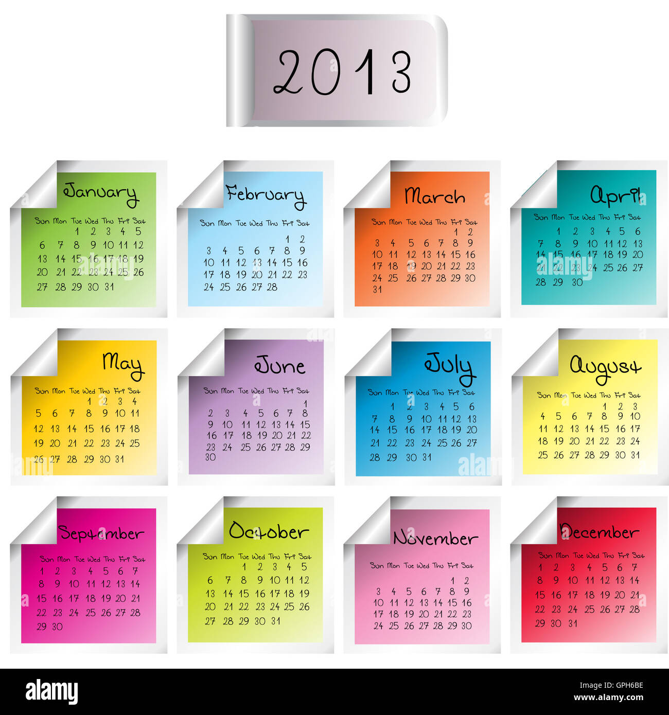 Calendar august 2013 hi-res stock photography and images - Alamy