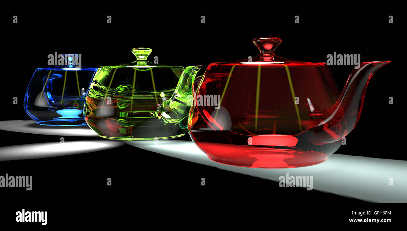Three teapots in RGB Stock Photo - Alamy