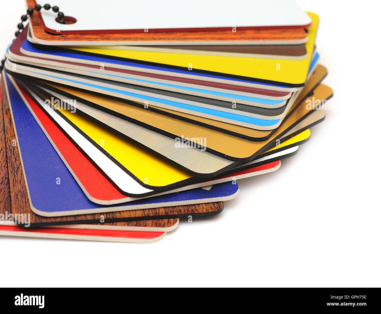 Swatch of plastic samples on a white background Stock Photo - Alamy