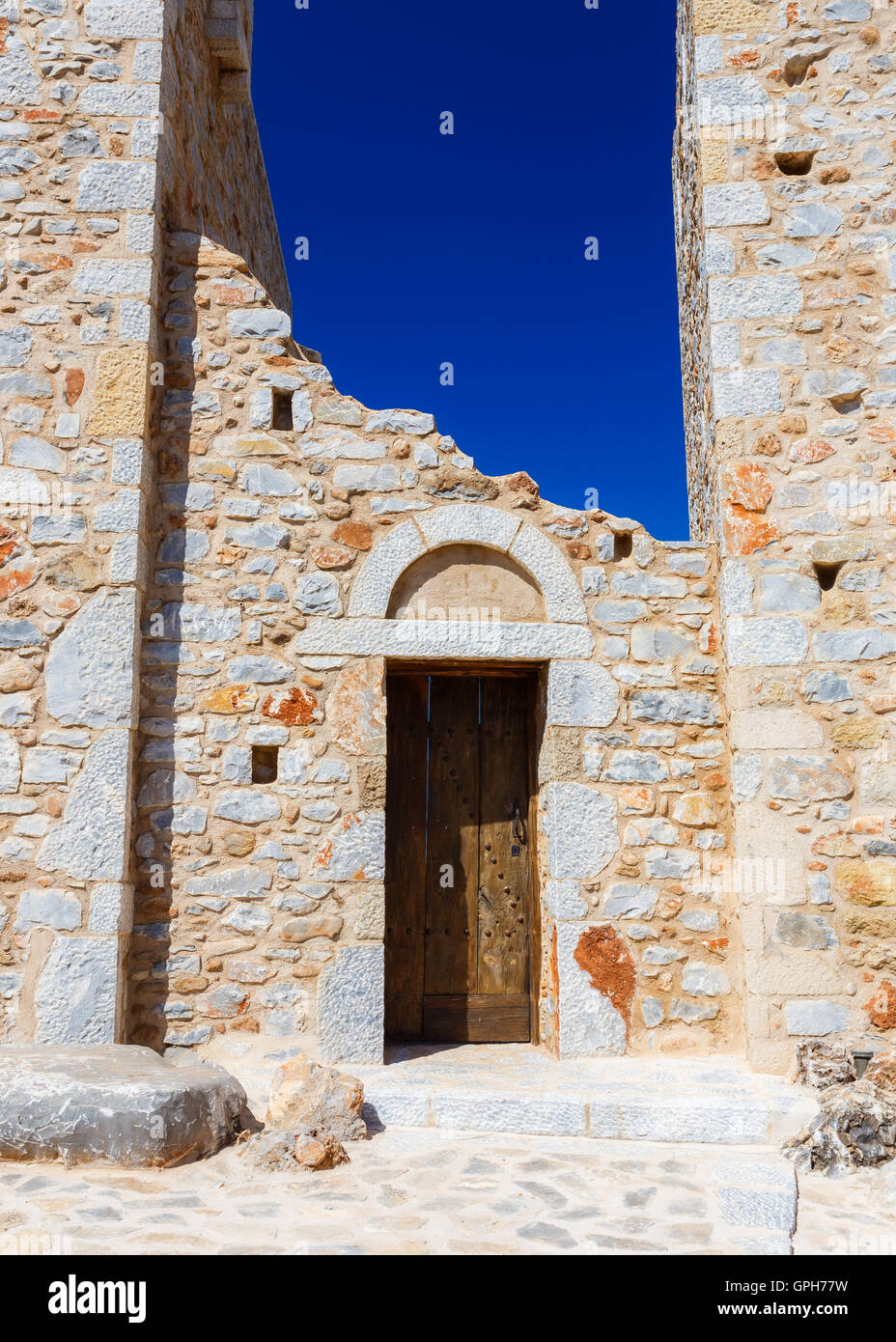 Traditional style architecture buildings near Stoupa, Mani, Messinia ...