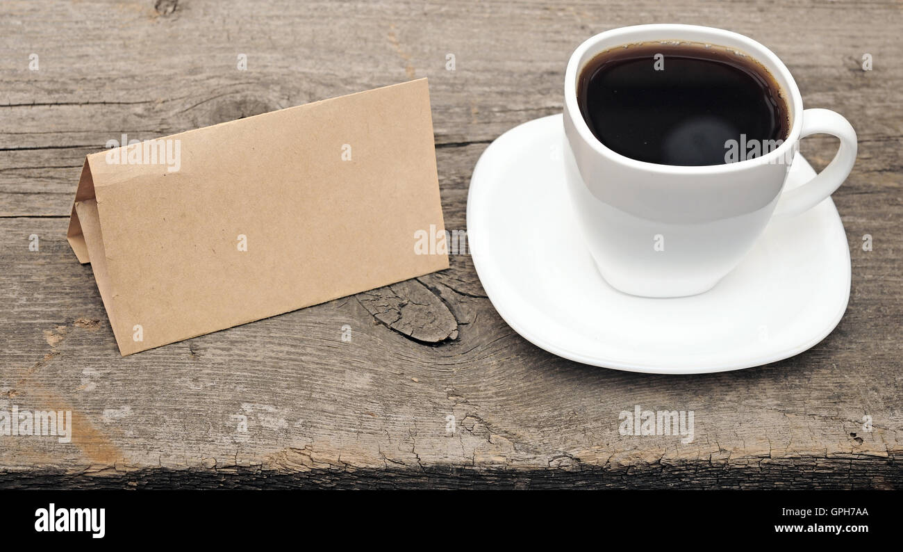 blank old paper with coffee cup on wooden background Stock Photo - Alamy